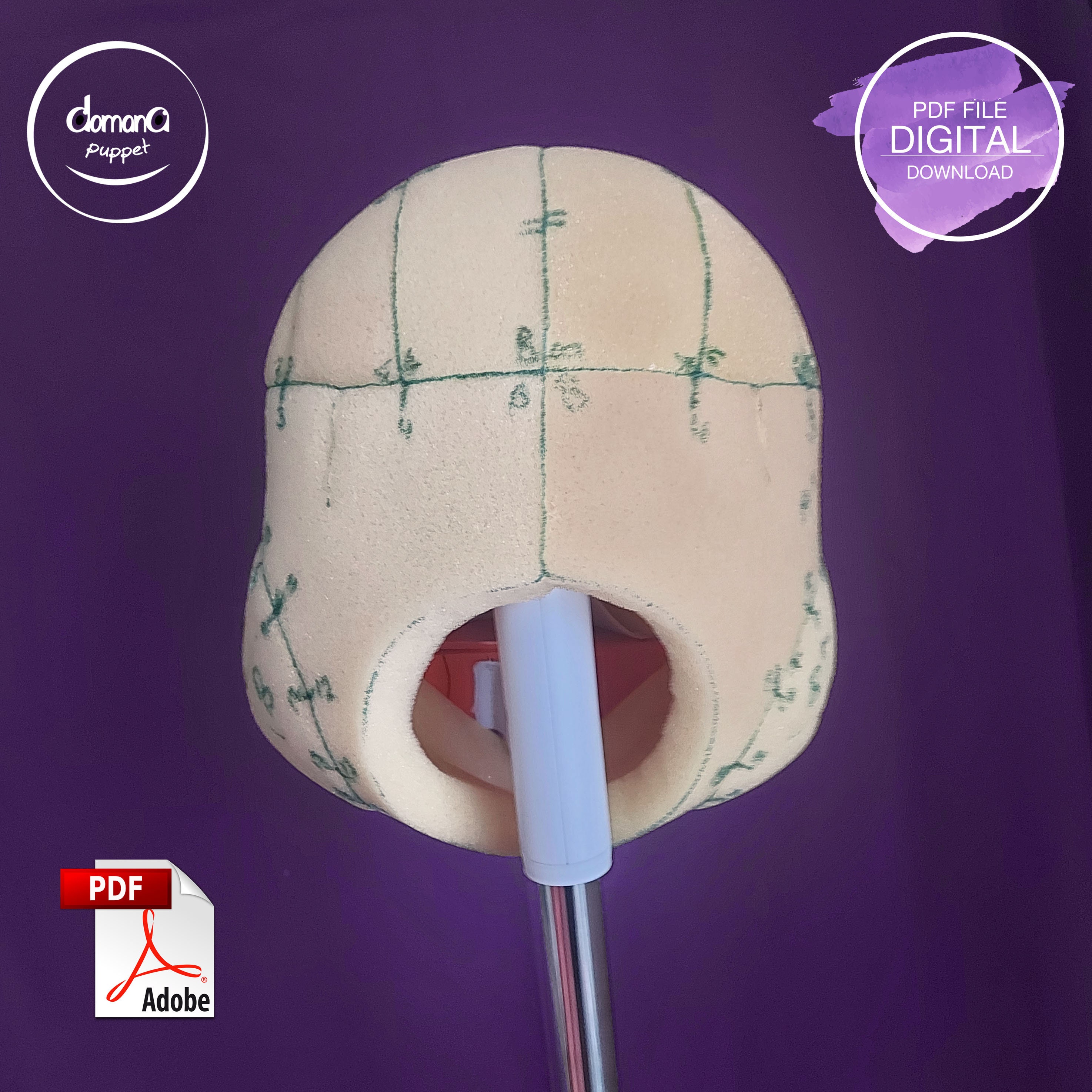 Puppet Head Foam Pattern Ruddy-cheeked Downloadable PDF File - Etsy ...