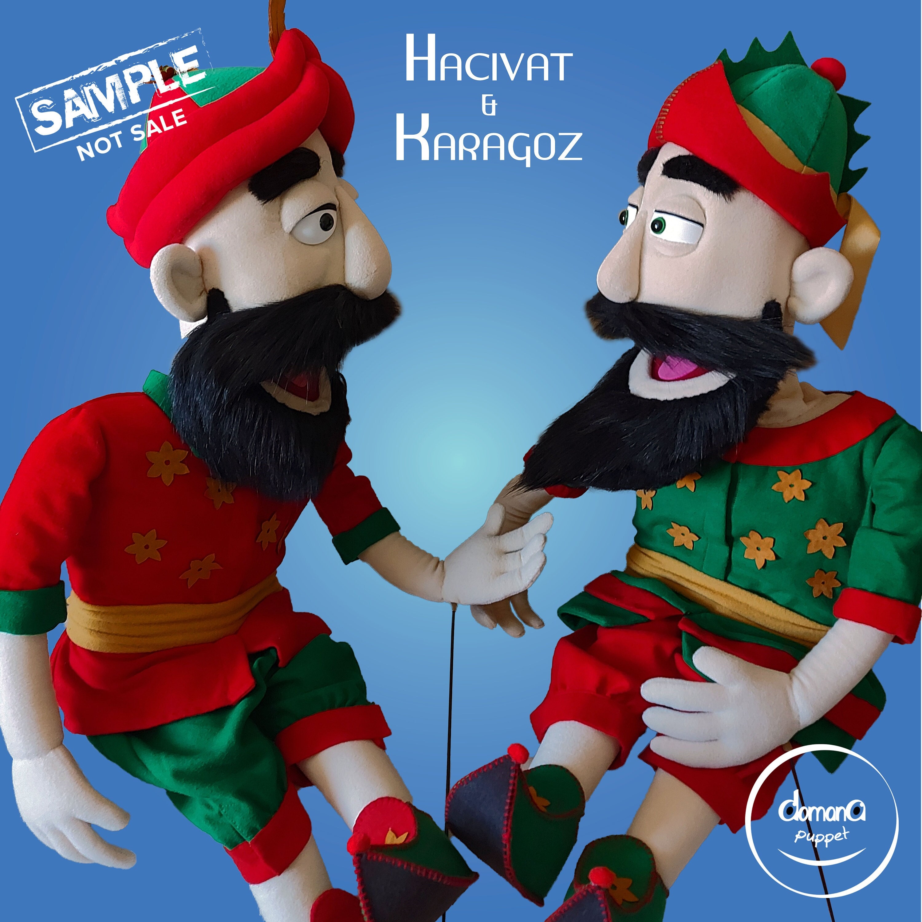 KARAGOZ & HACIVAT PUPPETS - Custom Professional Hand Rod Puppet - Full ...