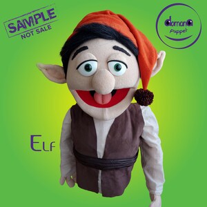 ELF PUPPET CUSTOM Professional Hand Rod Puppet half Body Christmas Elf ...
