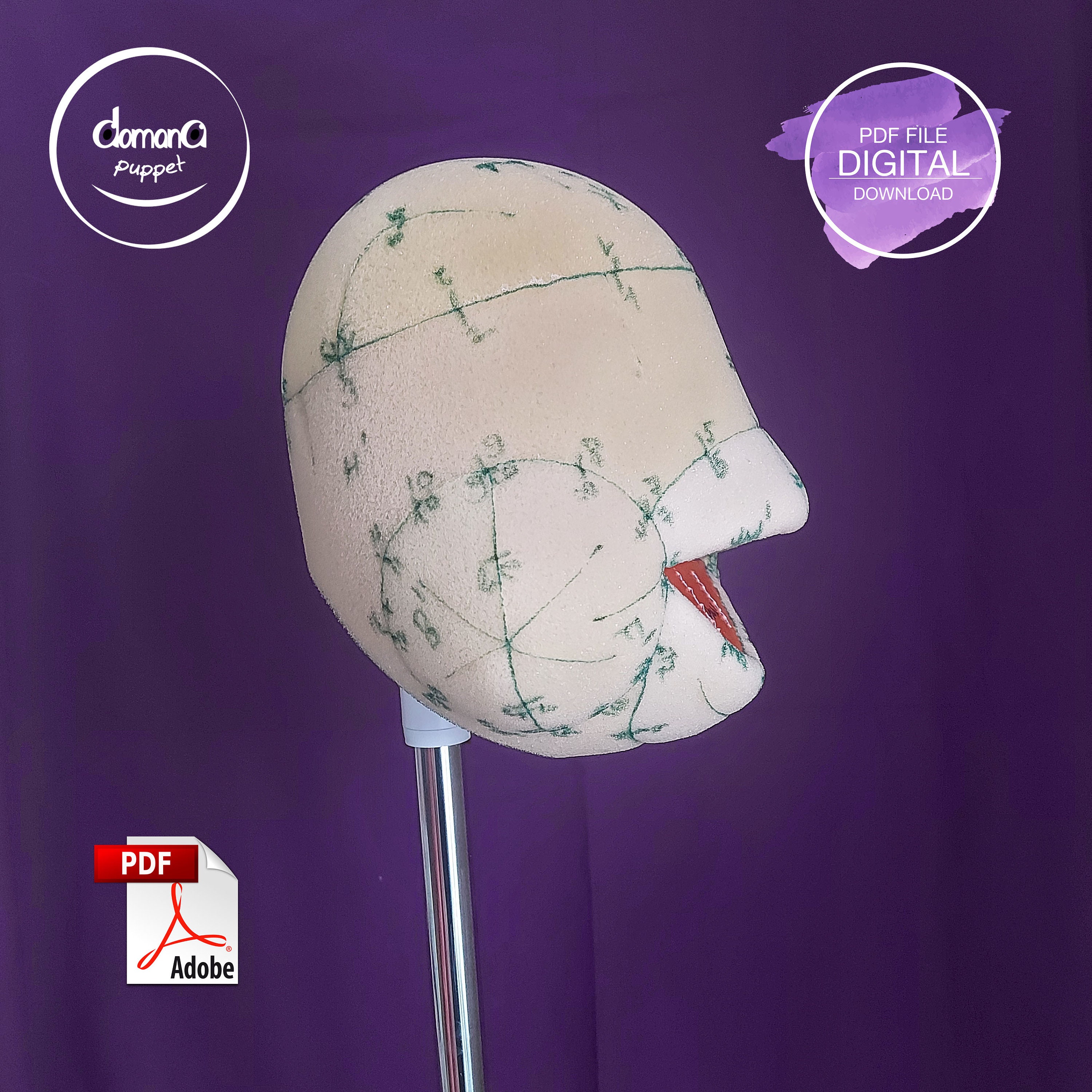 Puppet Head Foam Pattern Ruddy-cheeked Downloadable PDF File - Etsy ...