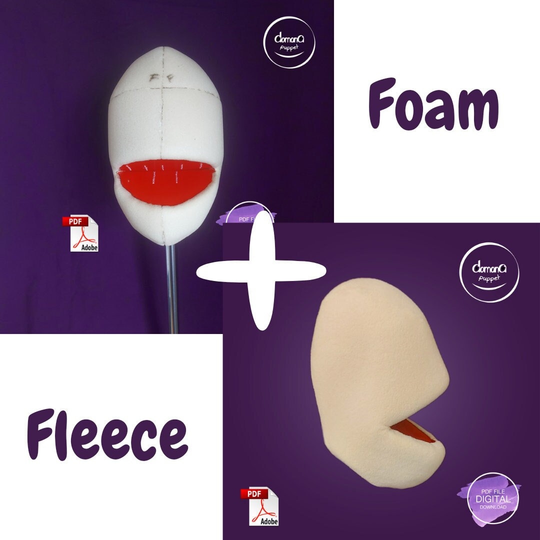 Oval Head Big Chin Puppet FOAM Andfleece Patterns PDF File Digital ...
