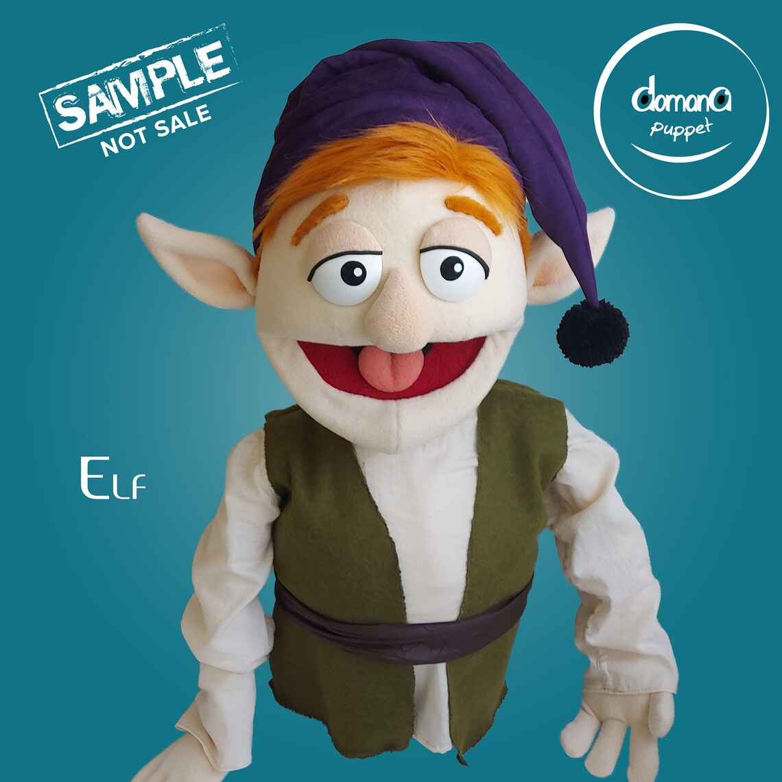 ELF PUPPET - Professional Hand Rod Puppet -half Body- Christmas Elf ...