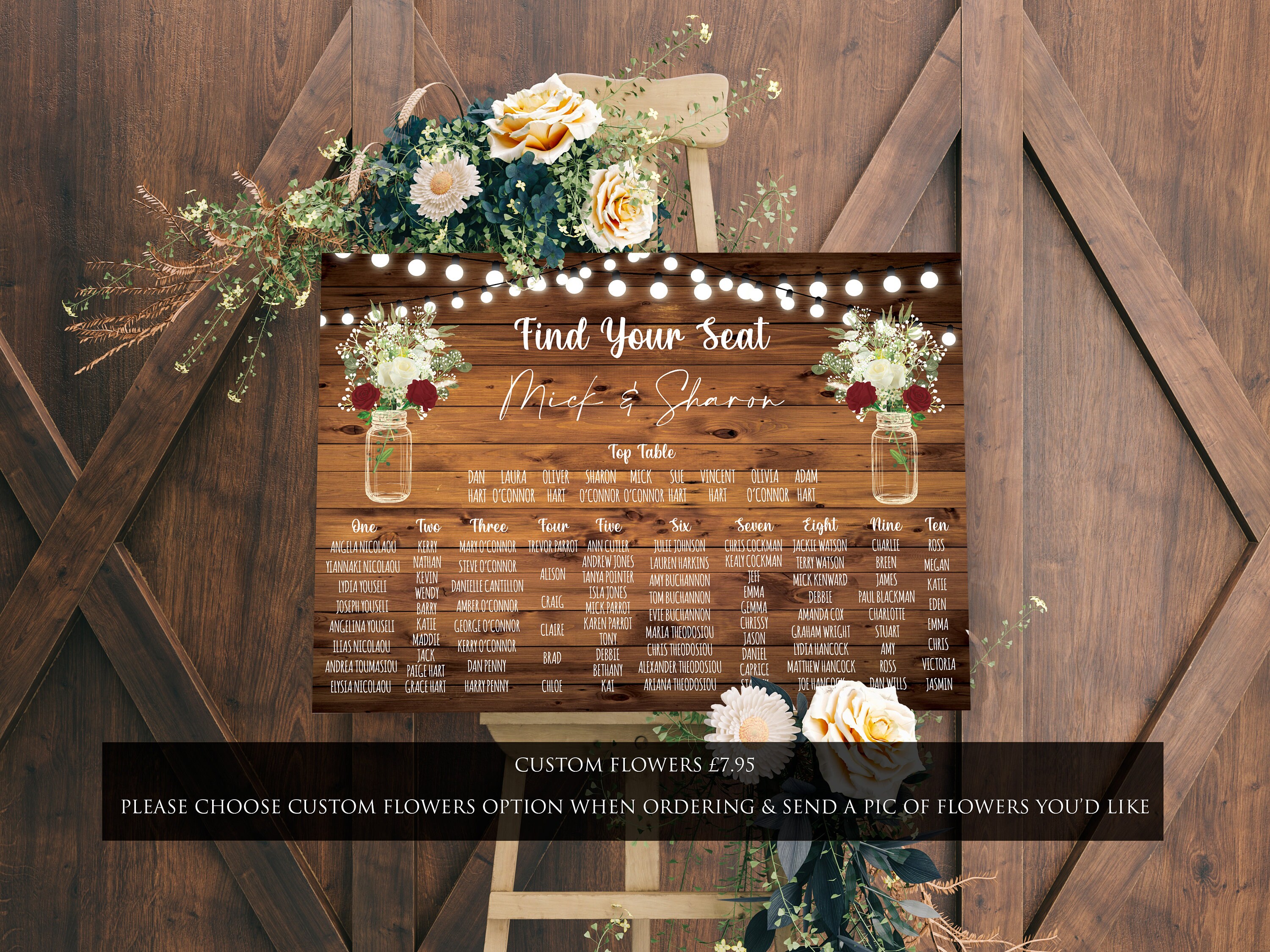 Rustic Table Plan Seating Plan Find Your Seat A1 / A2 / - Etsy UK