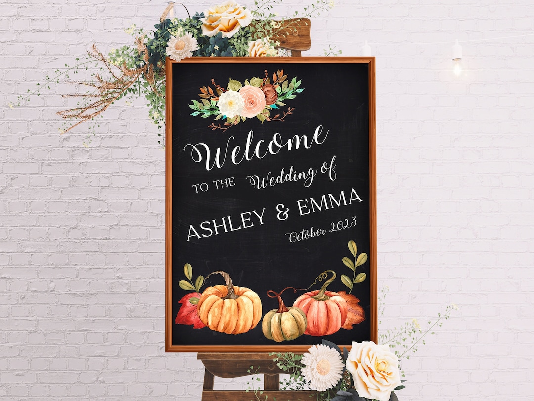 Autumn Wedding Welcome Sign, Wedding Welcome Board, Fall Welcome ...