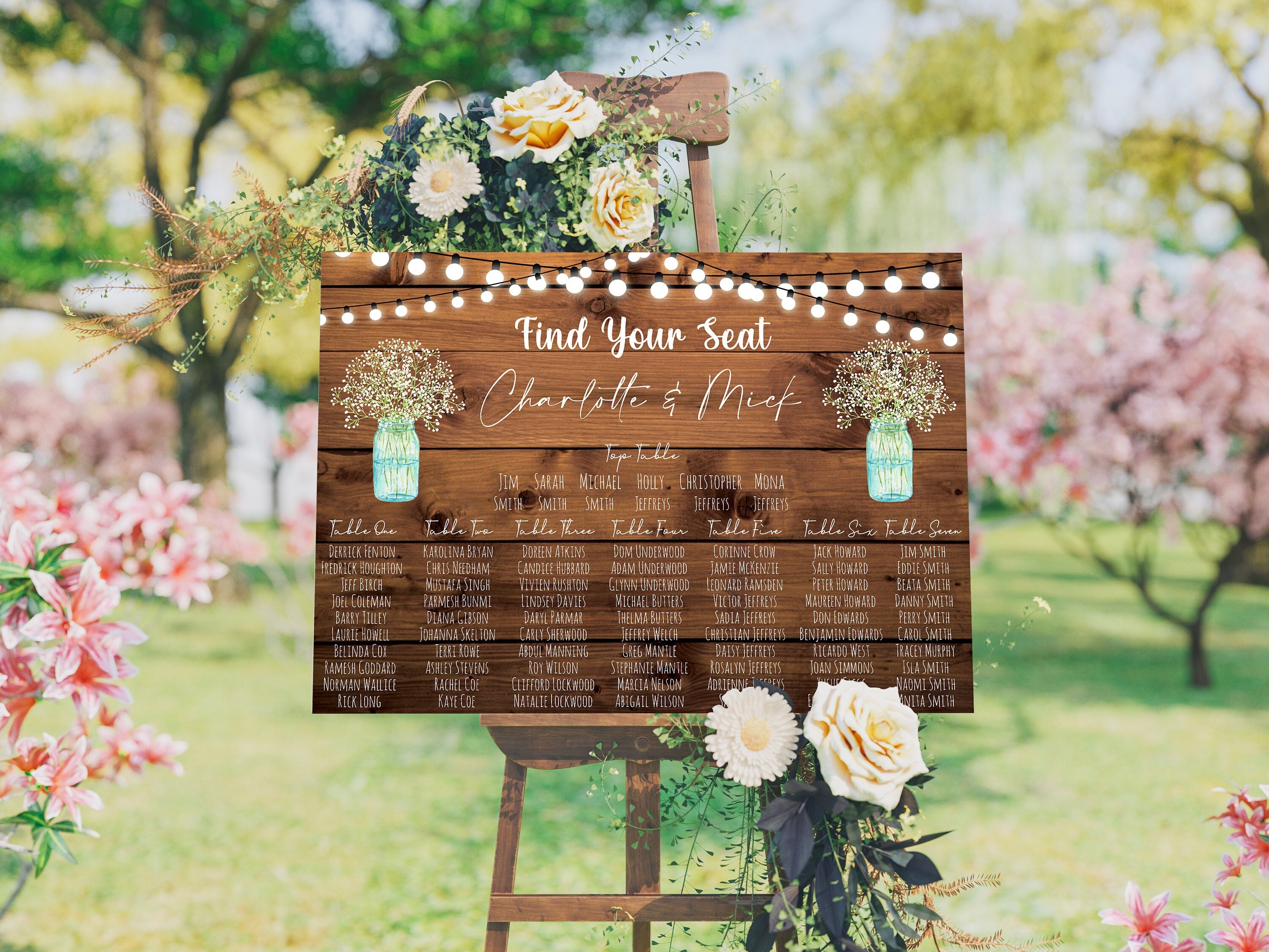 Rustic Table Plan Seating Plan Find Your Seat A1 / A2 / | Etsy UK