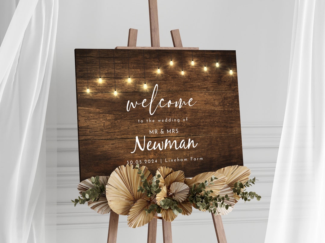 Rustic Welcome Sign Board, Welcome Wedding Sign - A1 / A2 OR Digital ...