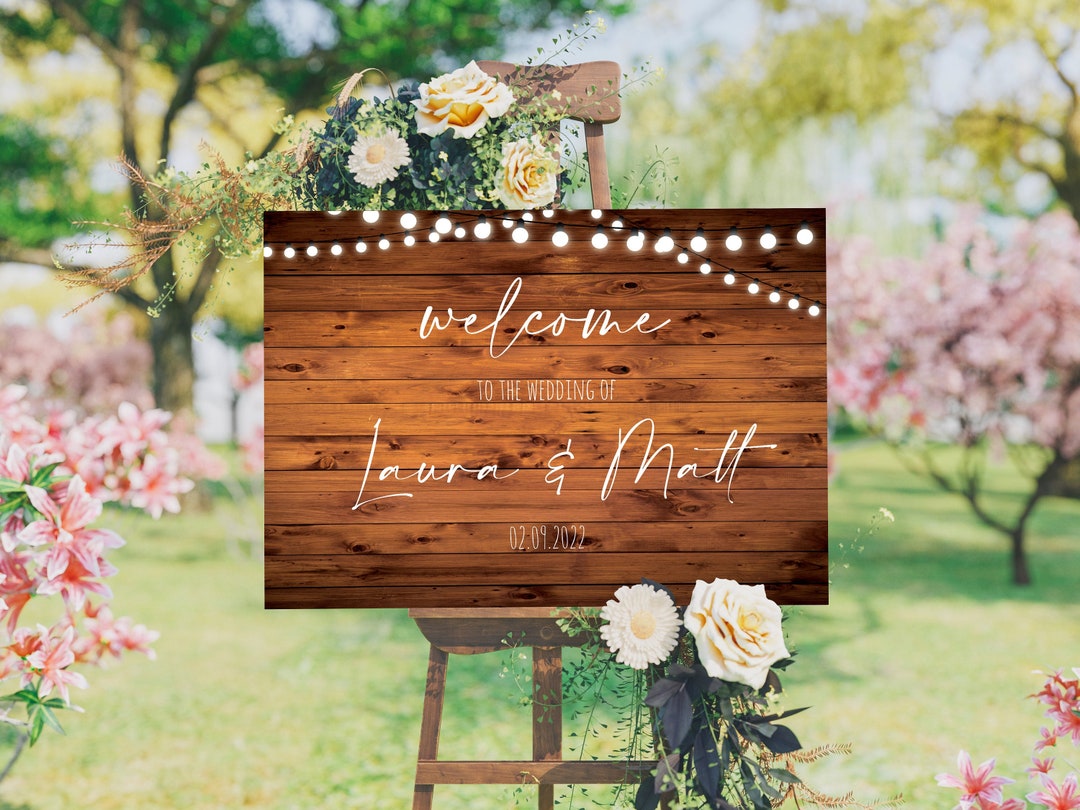 Rustic Welcome Board Sign - Welcome to the Wedding of - A1 / A2 OR ...