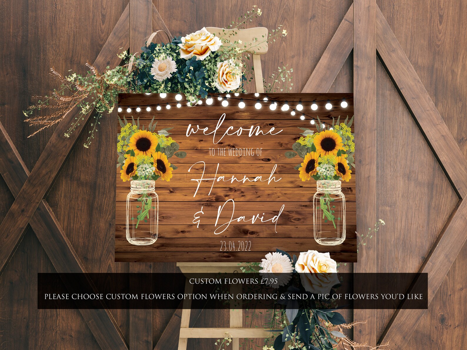 Rustic Welcome Board Sign - Welcome to the Wedding of - A1 / A2 OR ...