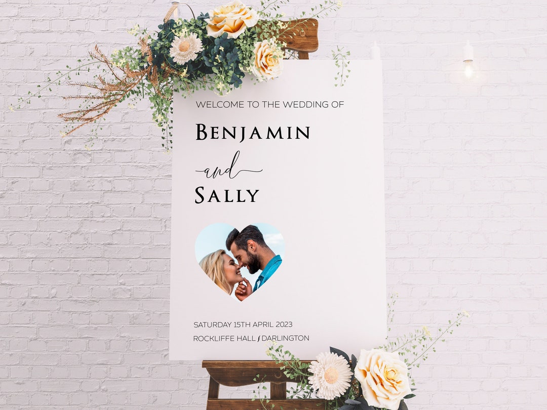 Personalized Wedding Welcome Sign With Photo: Modern Foamex Board - Etsy