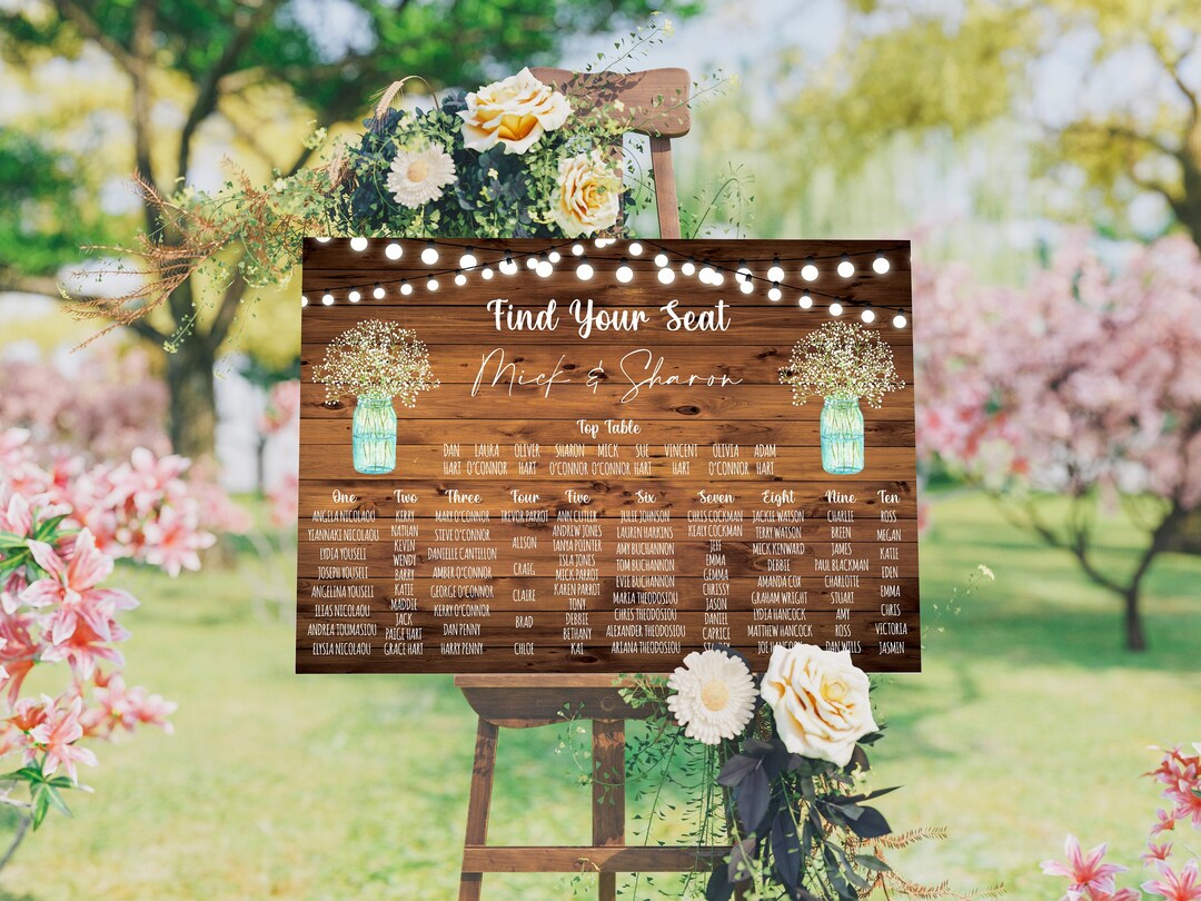 Rustic Table Plan - Seating Plan - Find Your Seat - A1 / A2 / OR ...