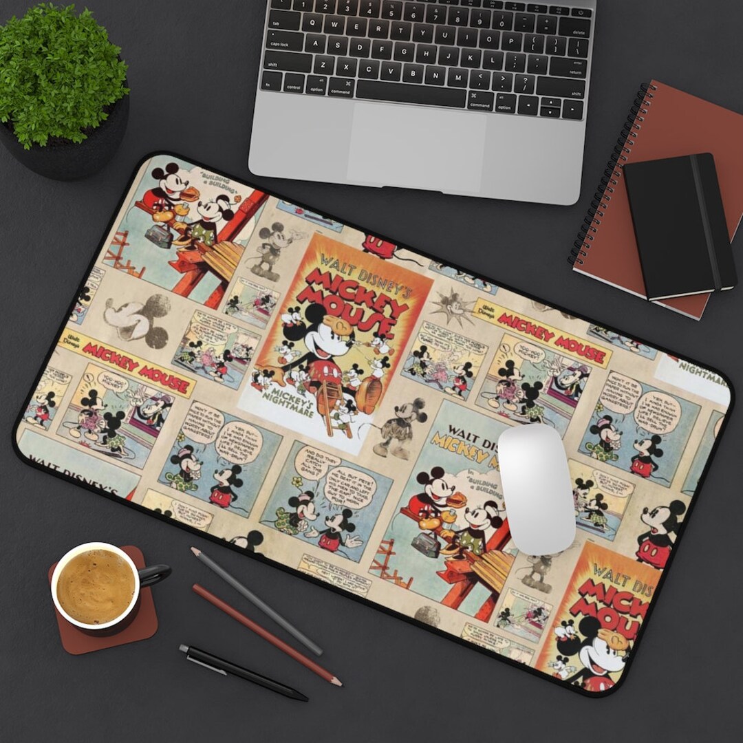 Disney Inspired Desk Mat / Mickey Comics / Office Supplies / Mouse Pad ...