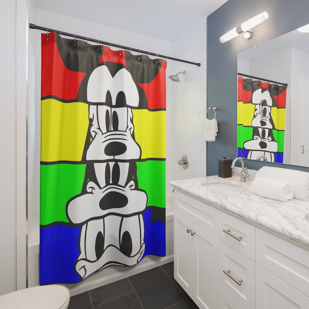 Multicolor Shower Curtain / Disney Inspired Home Decor / Mickey Pluto ...