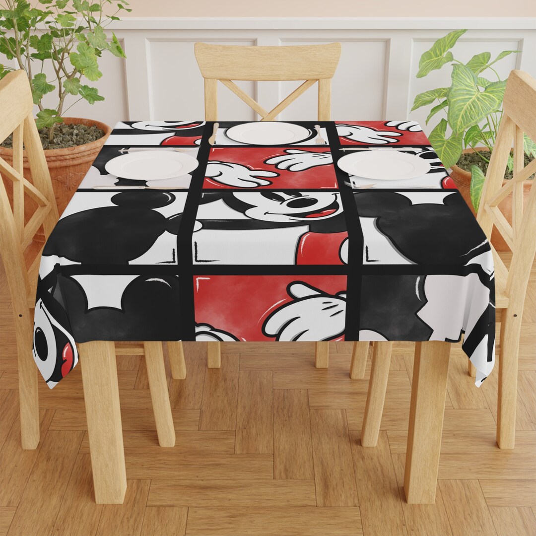 Table Cloth / Disney Inspired Square Table Cloth / Black and White ...