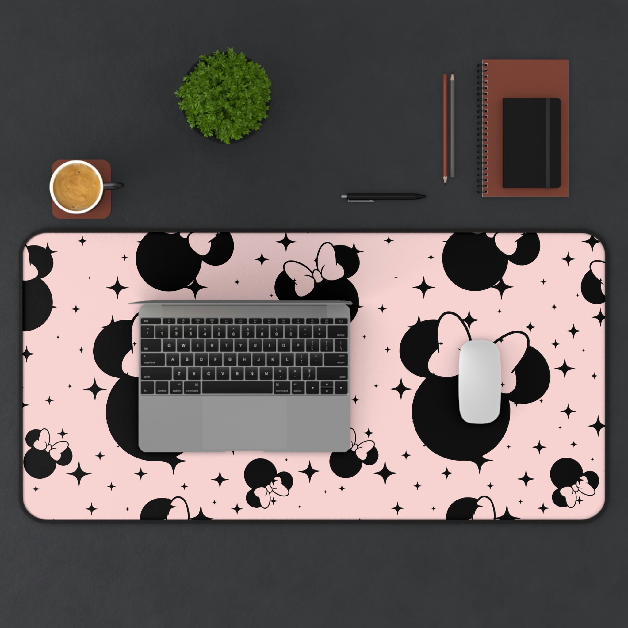 Disney Inspired Desk Mat / Pink Minnie Mouse Ears / Stars / Office ...