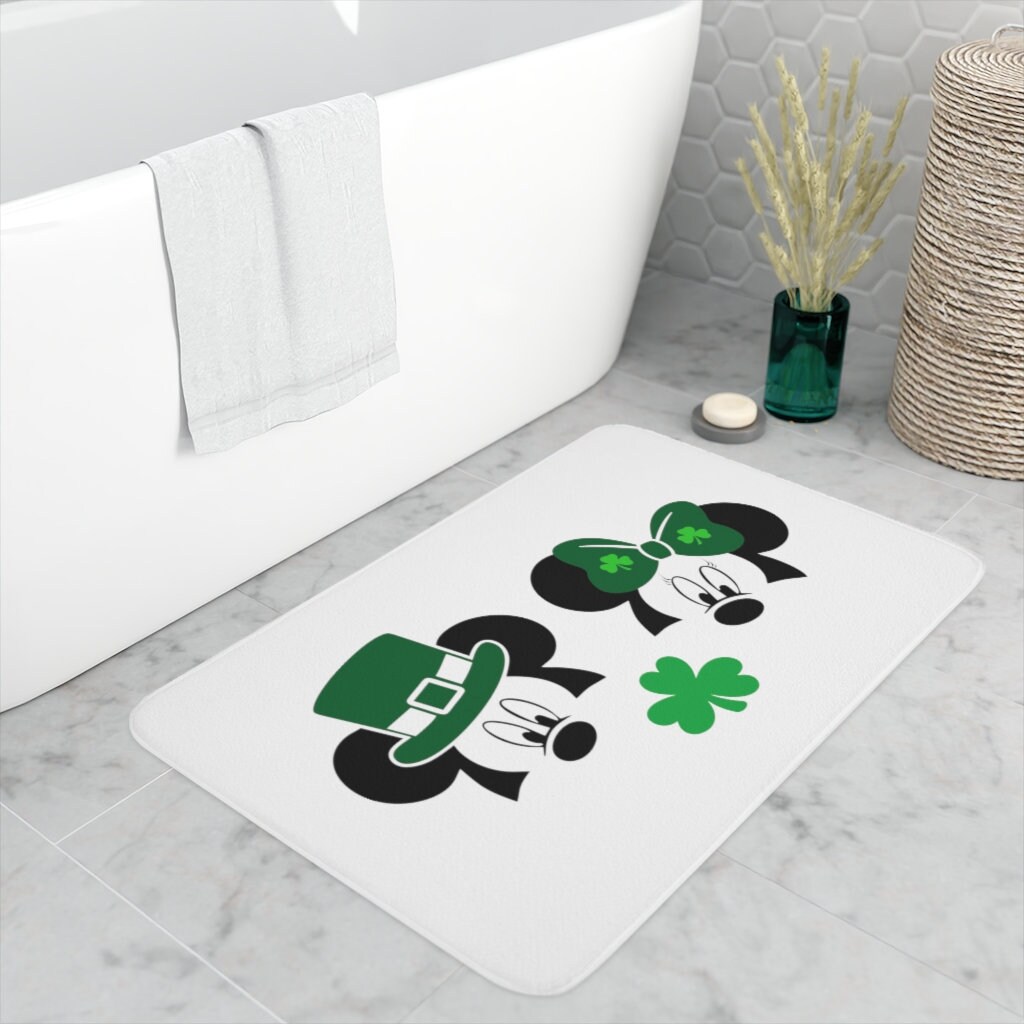 St. Patrick's Day Mickey And Minnie Disney Bath Mat, Disney Bathroom ...