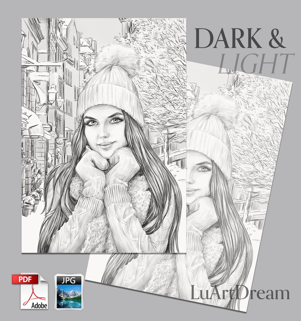 Winter Walks Snowy City Coloring Page Digital Download - Etsy