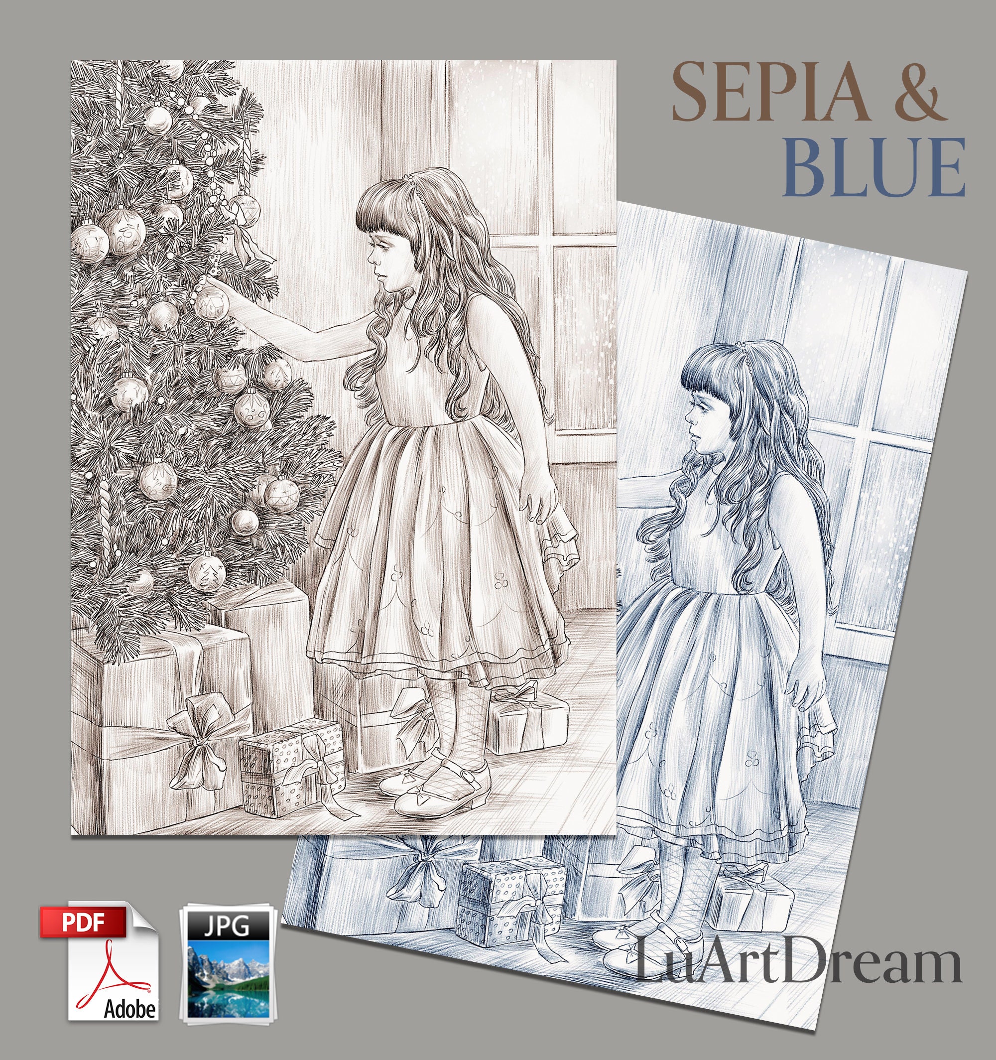 Christmas Evening Coloring Page Digital Download - Etsy UK