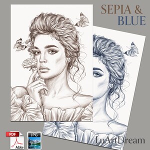 Set of Coloring Pages 50% off Printable Adult Colouring Pages Portrait ...