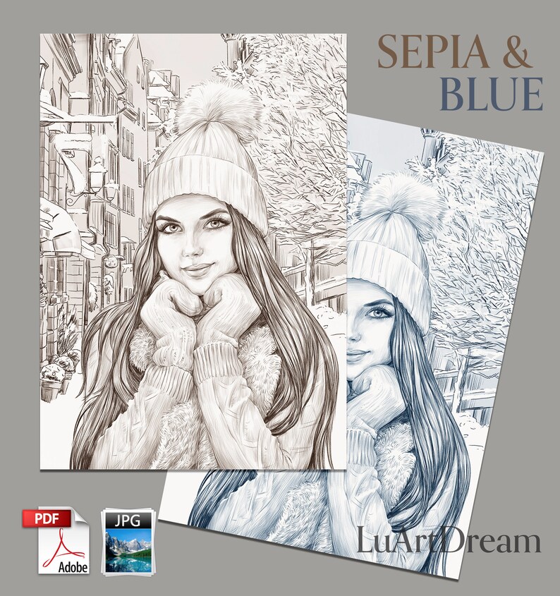 Winter Walks Snowy City Coloring Page Digital Download - Etsy