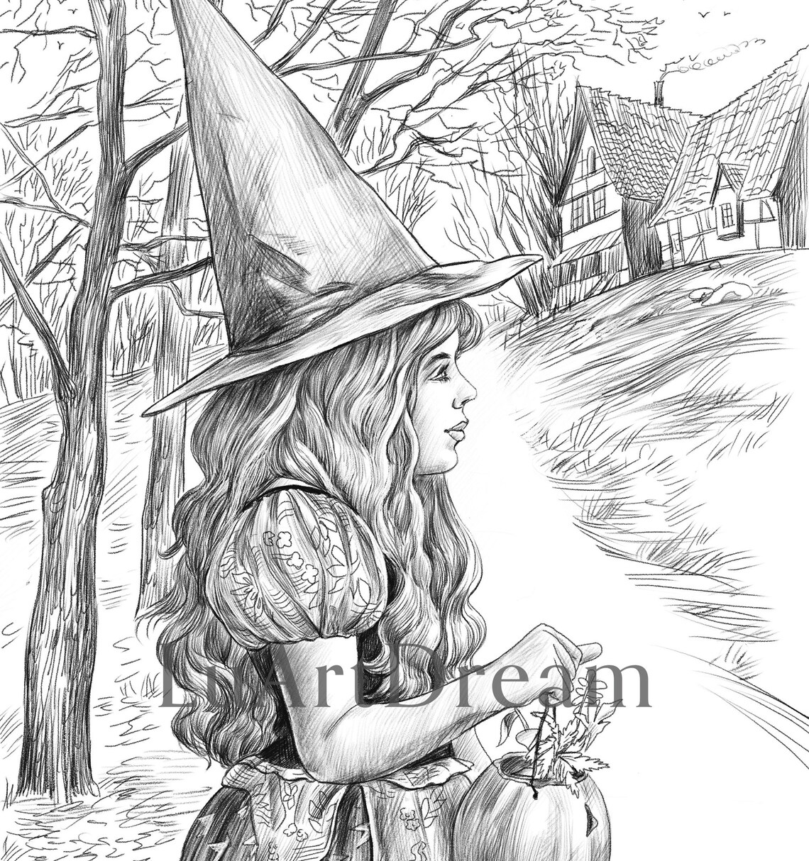 Halloween Coloring Page Digital Download Illustration PDF - Etsy