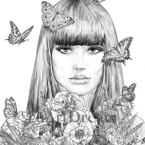 Harper Grayscale Coloring Page Printable for Download 1 PDF - Etsy