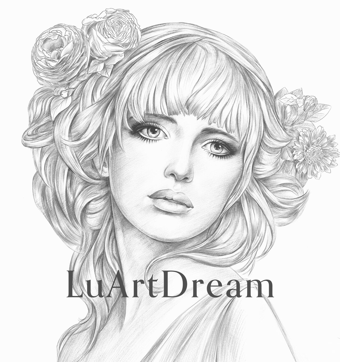 Garden Nymph - Coloring Page - Digital Download Illustration PDF JPG ...