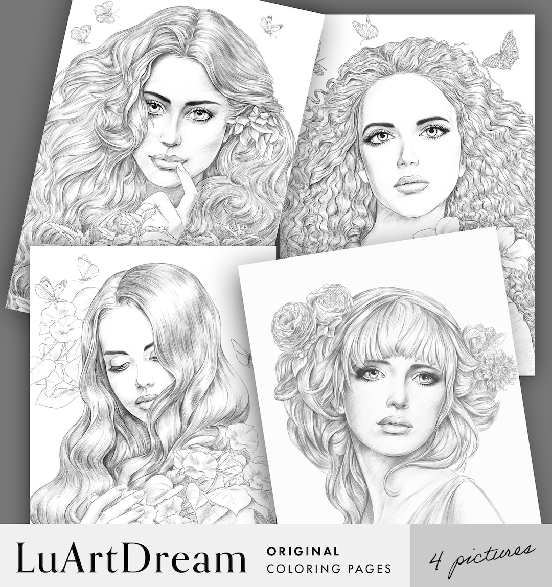Garden Nymphs Set of Coloring Pages Printable Adult Colouring Pages ...