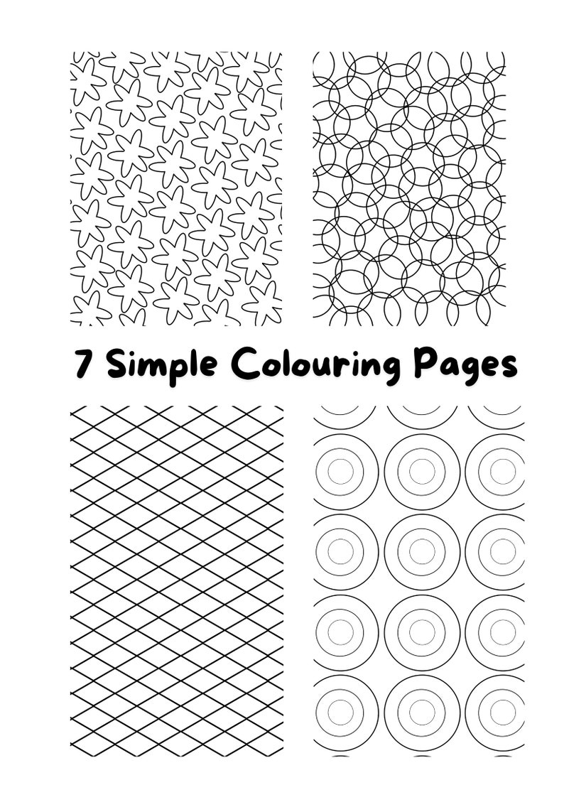 7 Simple Colouring Pages - Etsy