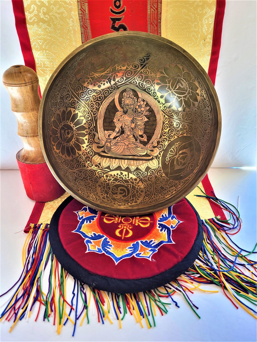 CHRISTMAS 40%off|9" Tara Deity Chakras Tibetan Singing Bowl Deep ...