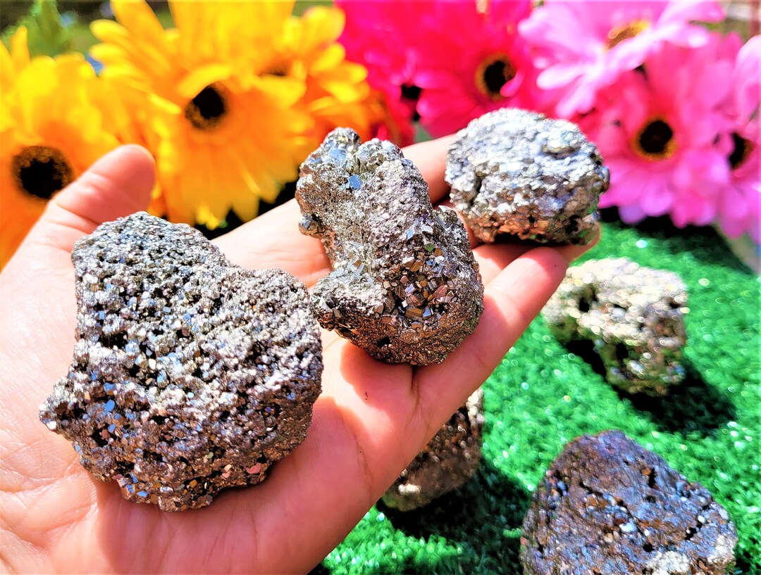50% SALE ENDING Pyrite Clusters Palm Stone Crystals Pocket Stone ...