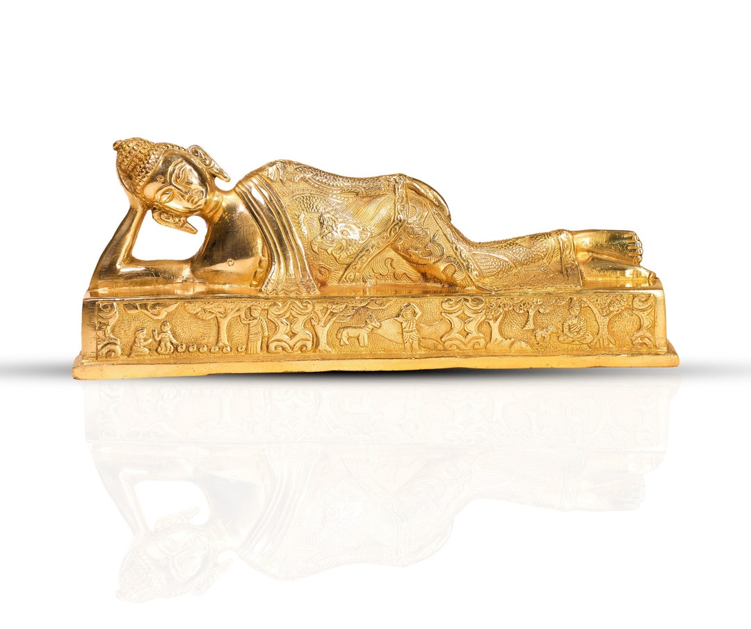 Large 11" Sleeping Buddha Statue Figurine Idol Meditation Home Decor ...