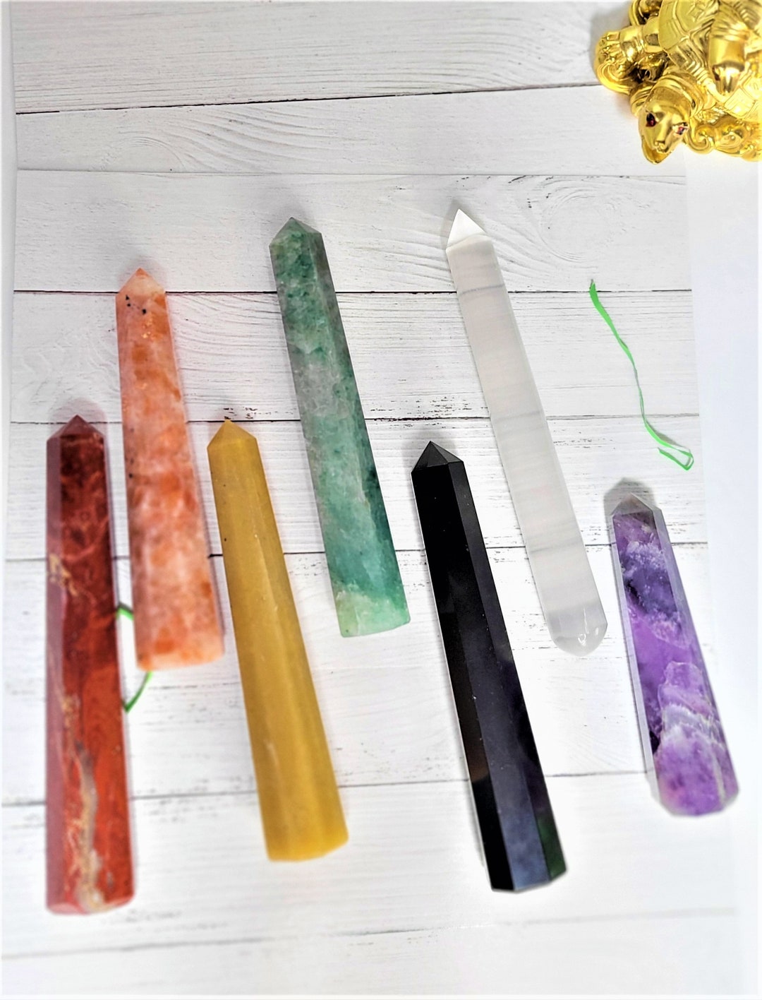 LAST 40%offlarge 7 Chakra Crystal Wand Healing Chakra Wands Selenite ...