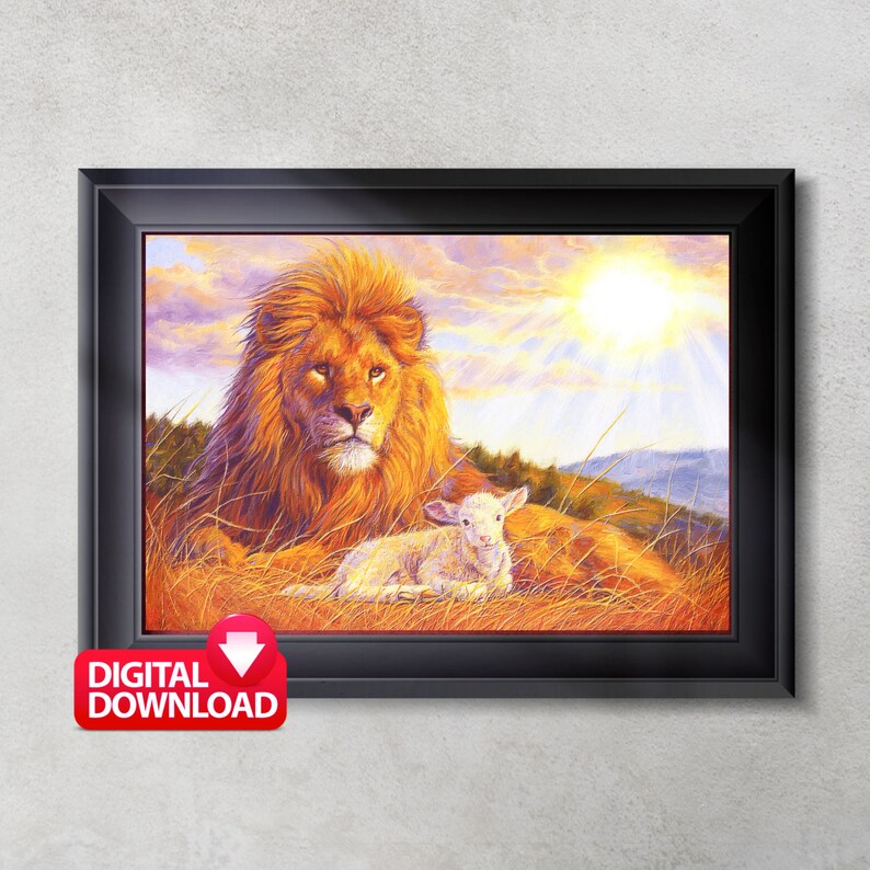 Lamb of God Printable, Lion and Lamb Art, Jesus With Lamb, Modern ...