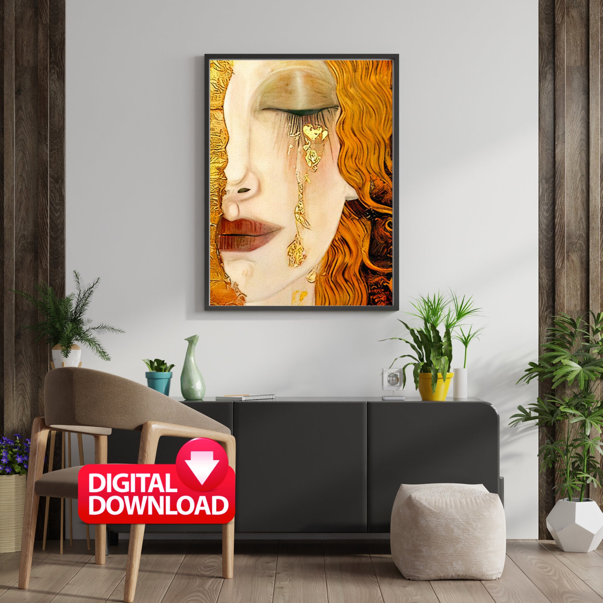 Gustav Klimt the GOLDEN TEARS or Freya Tears, Famous Antique Painting ...