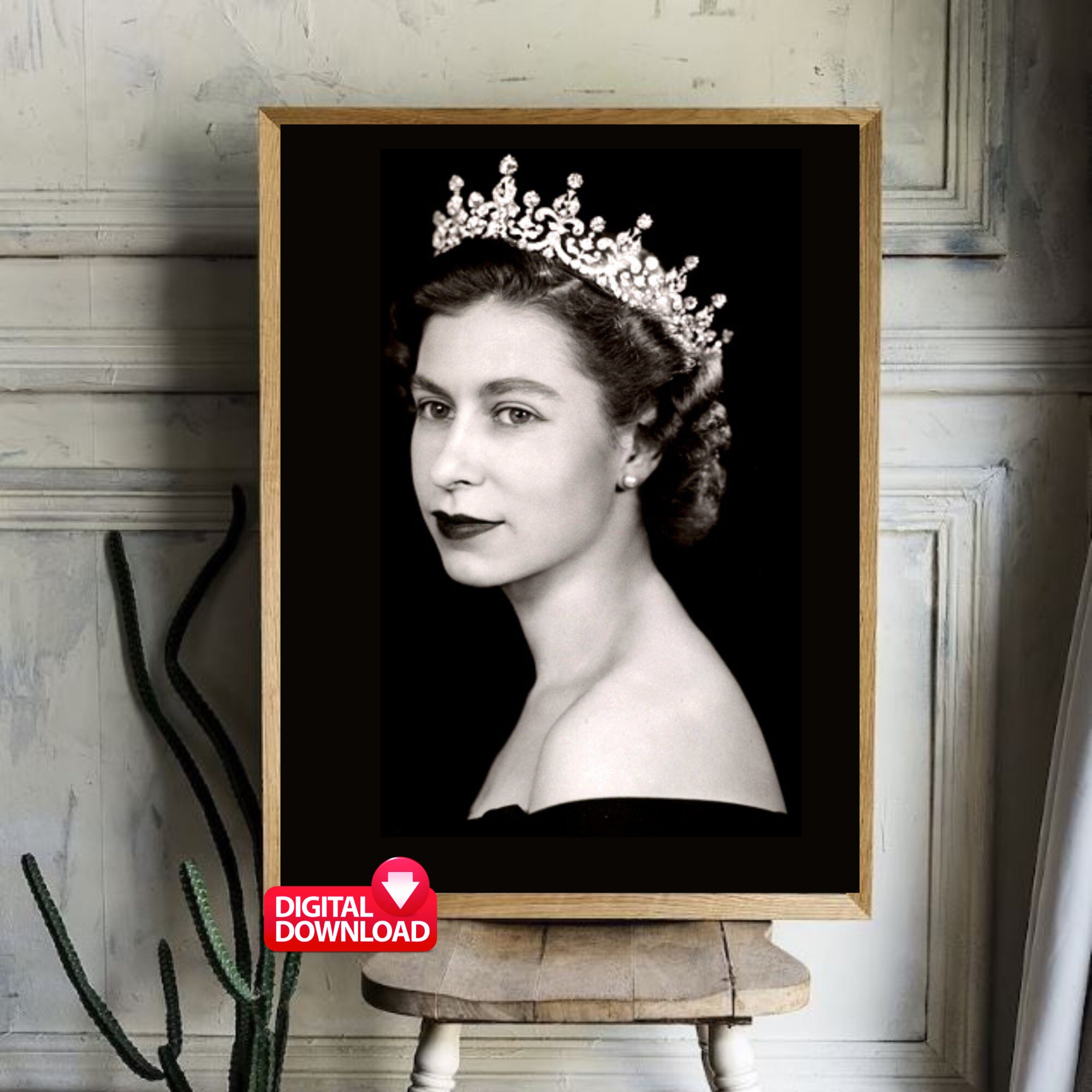 Queen Elizabeth Poster, Vintage Queen Elizabeth Print, Queen Elizabeth ...