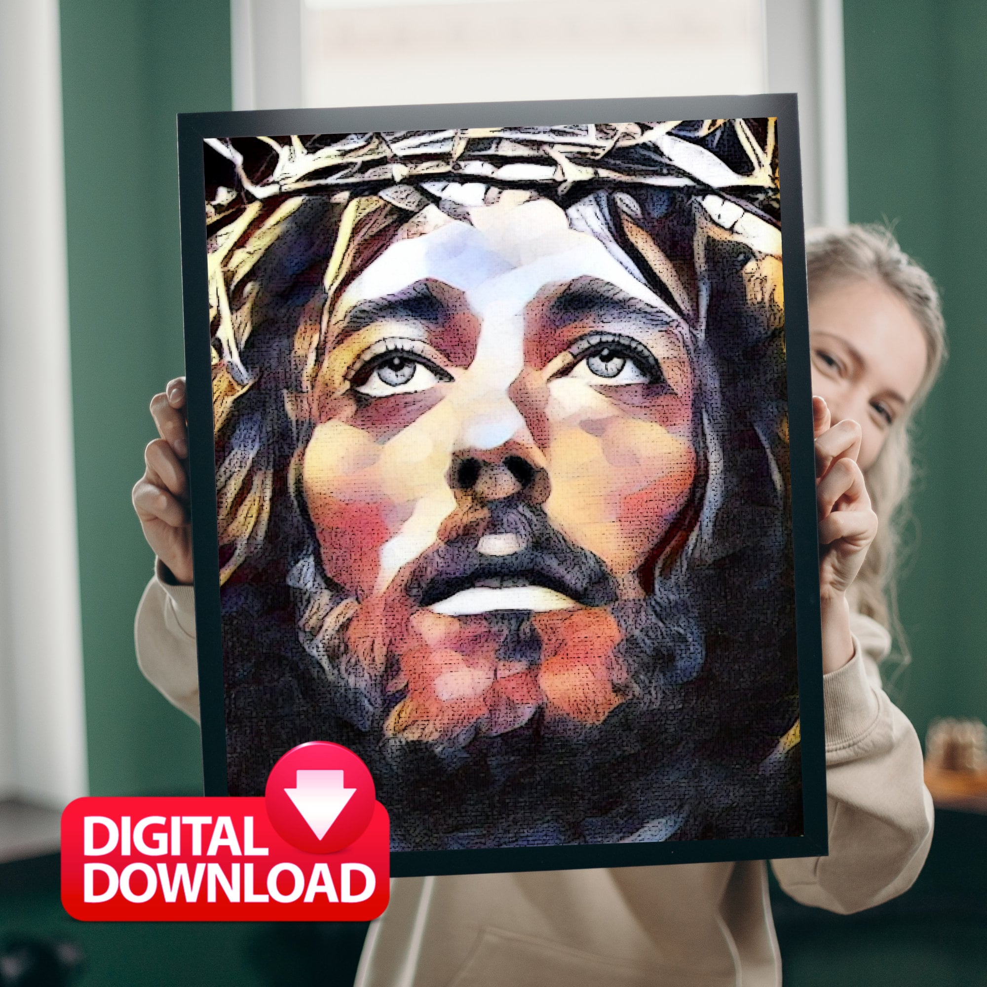 Jesus Portrait Printable, Jesus Christ Artwork, Jesus Picture Print ...