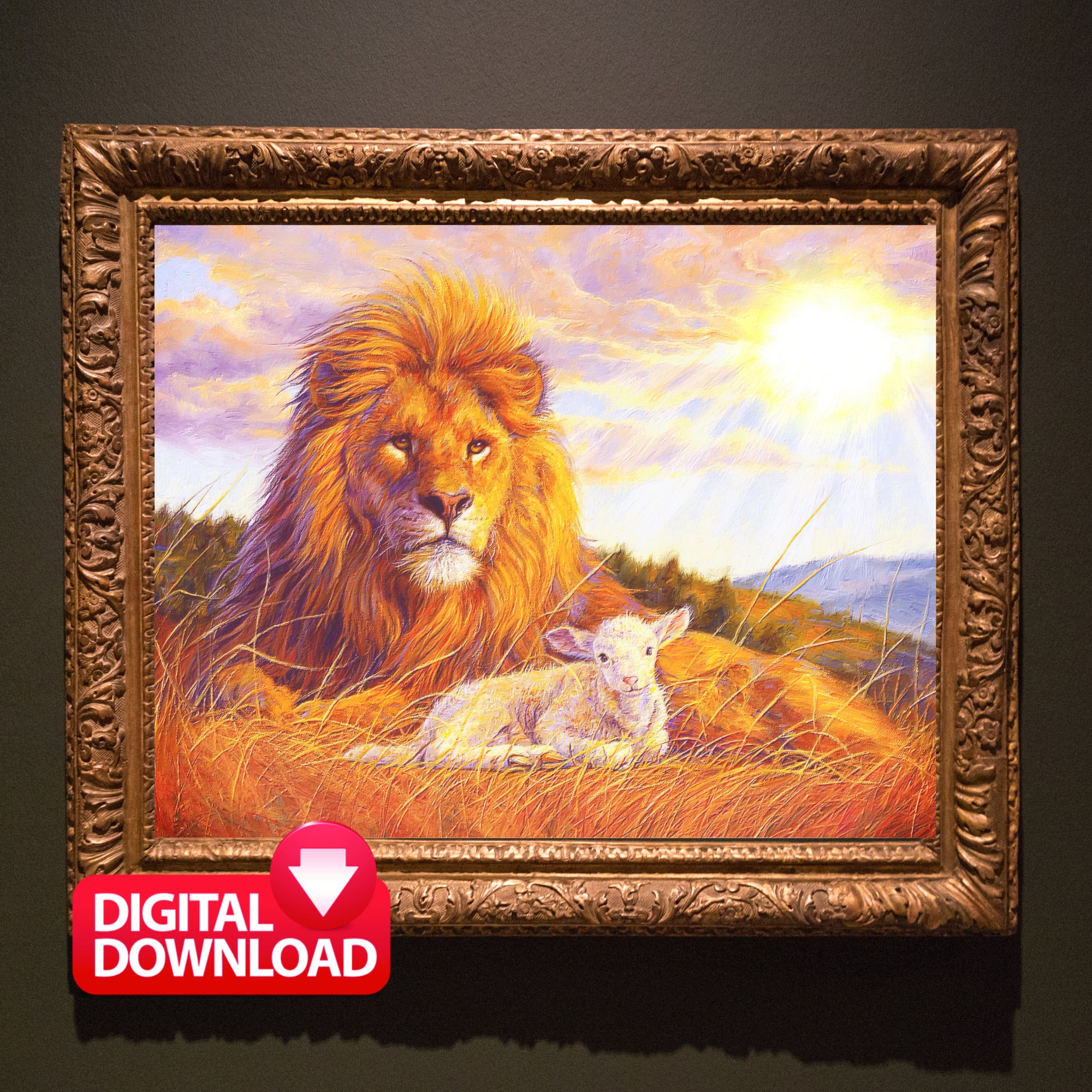 Lamb of God Printable, Lion and Lamb Art, Jesus With Lamb, Modern ...