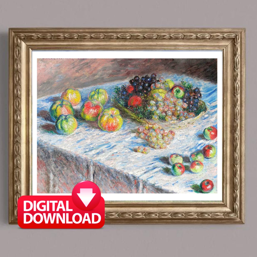 Claude Monet Vintage Fruit Still Life Print, Apples and Grapes 1880 ...