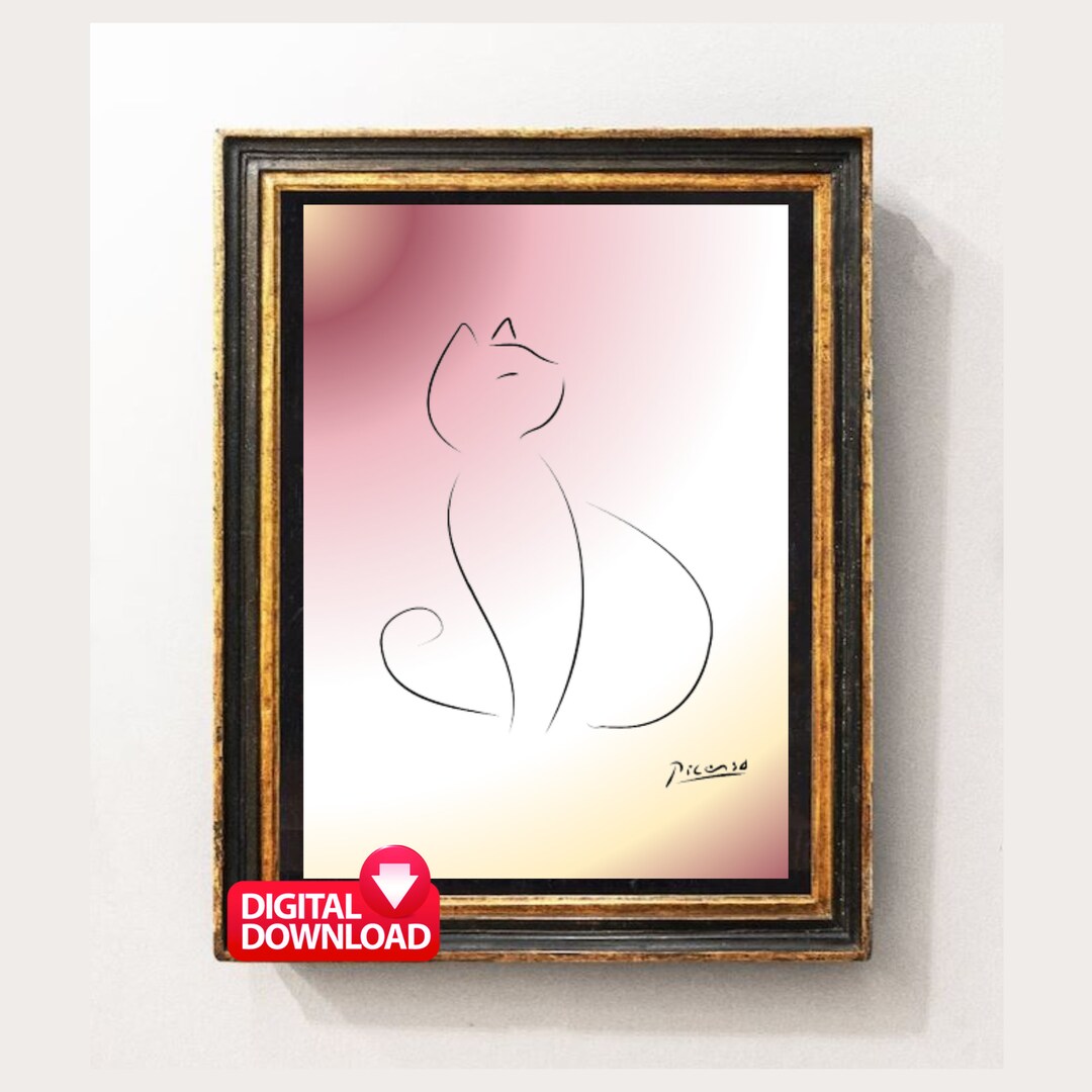 Pablo Picasso Cat Sketch Print, Picasso Line Drawing, Cat Line Art ...