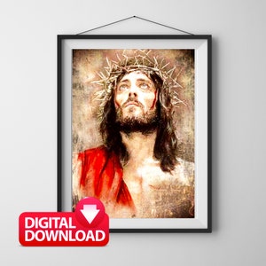 Jesus Christ Portrait Painting Printable, Jesus Picture, Jesus Art ...