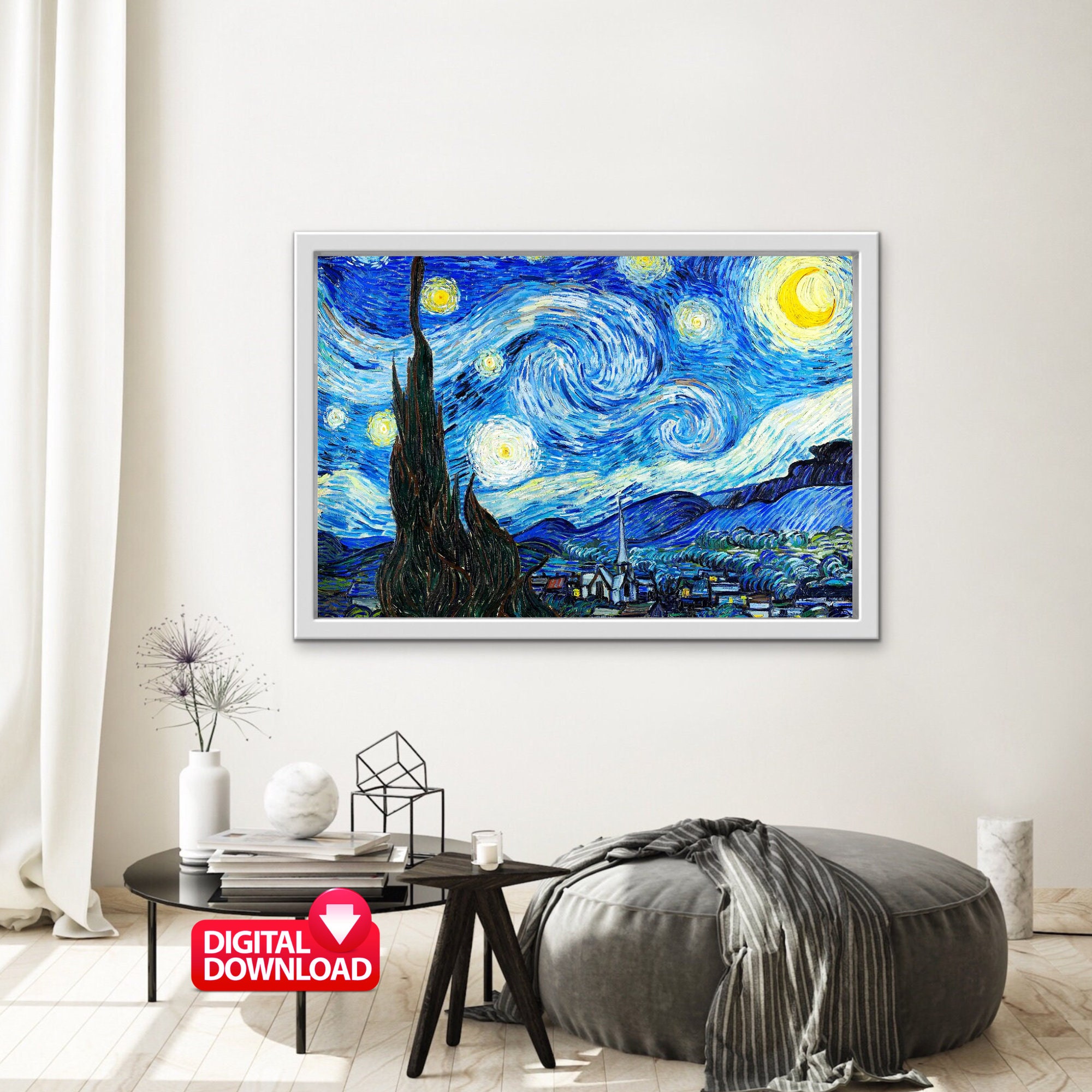 The Starry Night 1889 by Vincent Van Gogh, Starry Night Print, Van Gogh ...