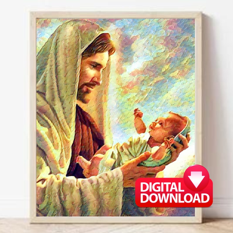 Jesus Christ Holding Baby Printable, Jesus Painting, Jesus Christ Print ...