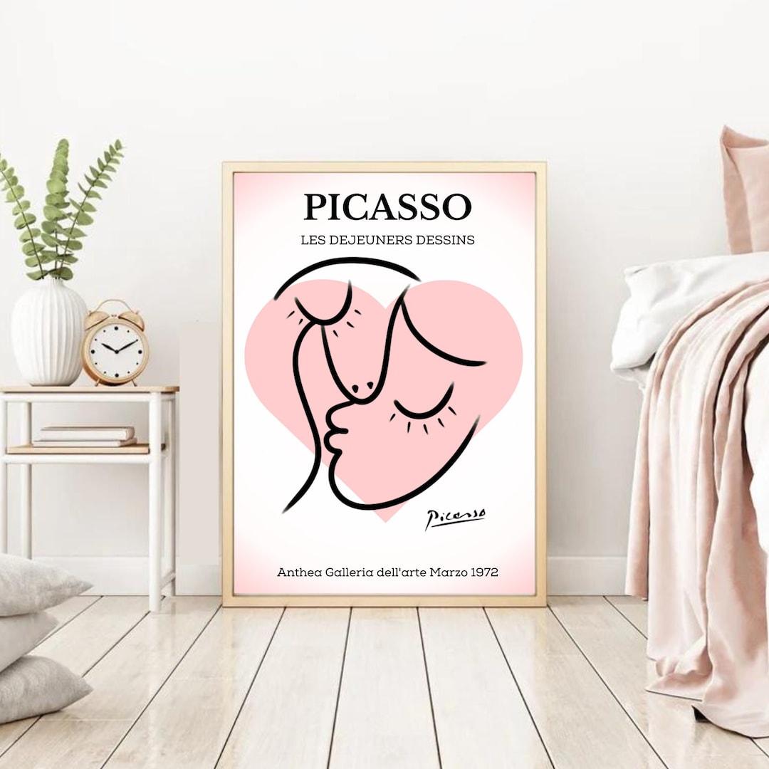 Picasso Abstract Kissing Print, Picasso One Line Drawing, Picasso Wall ...
