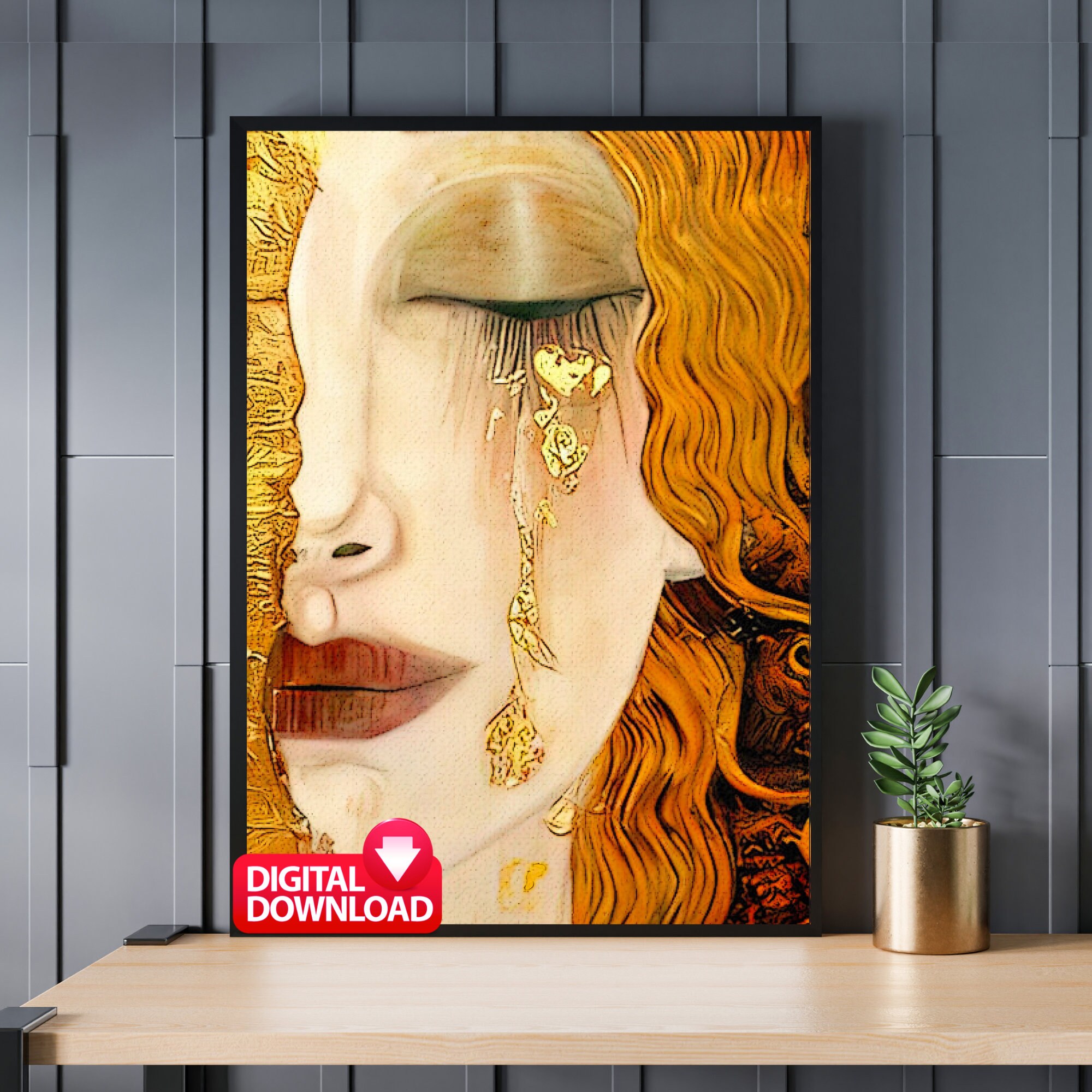 Gustav Klimt the GOLDEN TEARS or Freya Tears, Famous Antique Painting ...