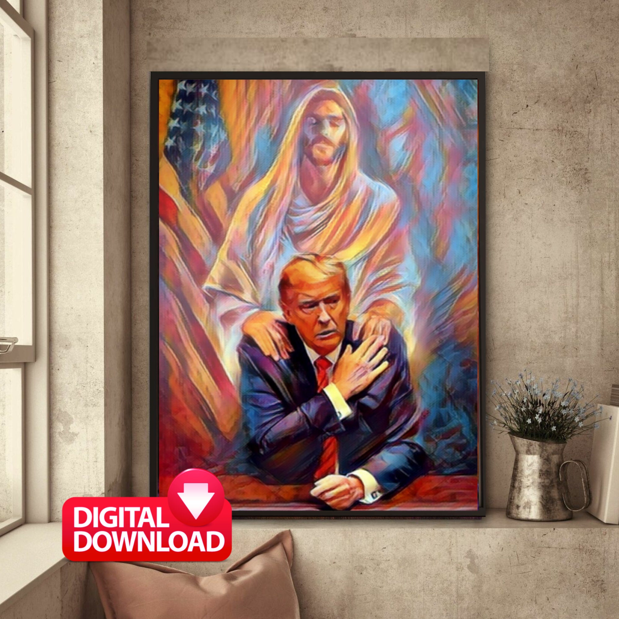President DONALD TRUMP and Jesus Christ Praying Printable - Etsy Australia
