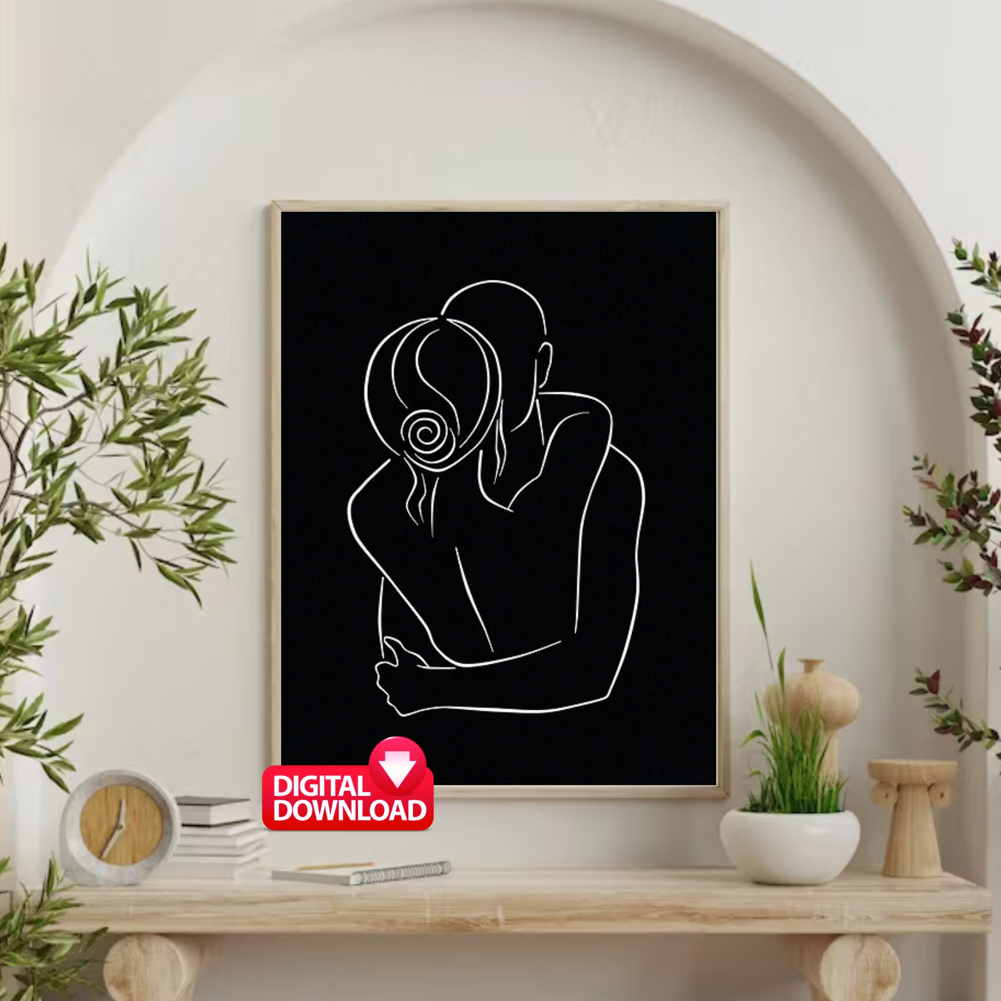 Kissing Couple Line Art, Couple Kissing Line Drawing Printable, Couple ...