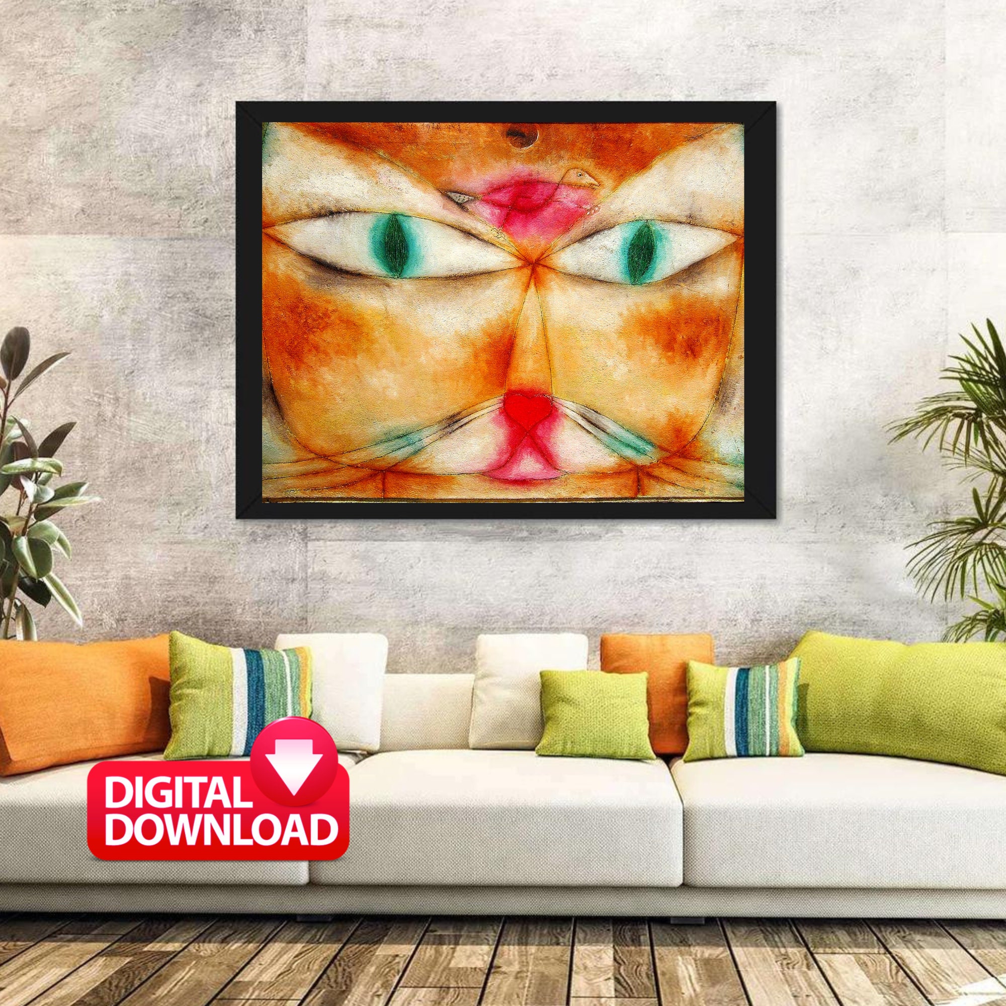 Paul Klee Cat and Bird 1928, Colorful Paul Klee Cat Print, Paul Klee ...