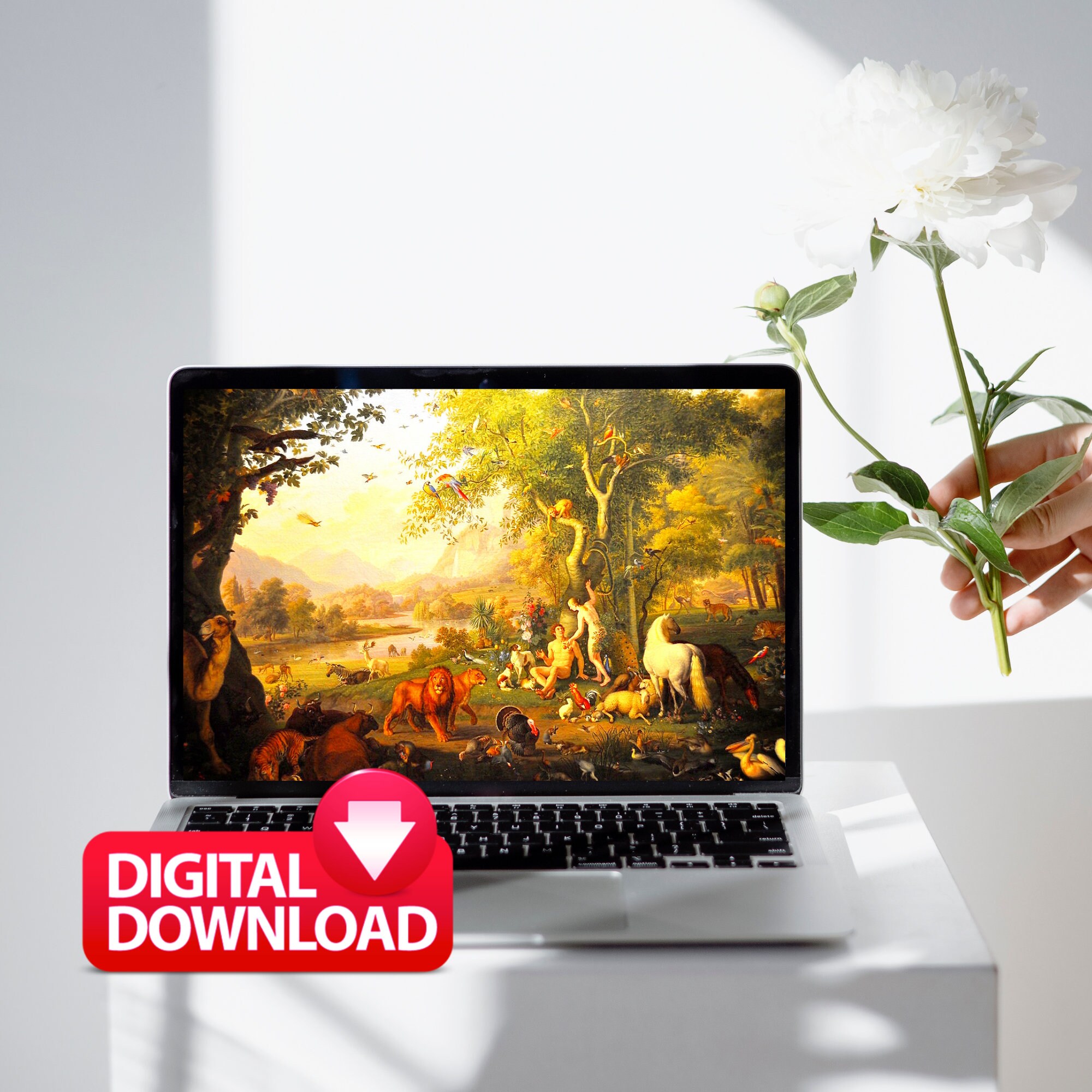 The Garden of Eden by Wenzel Peter Printable, Classic Fine Art, Garden ...