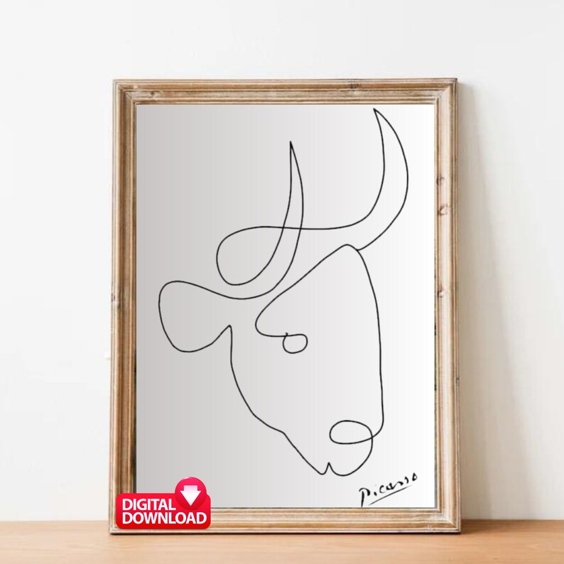 Picasso Bull Head Drawing, Picasso Animal Print, Picasso Bull Print ...