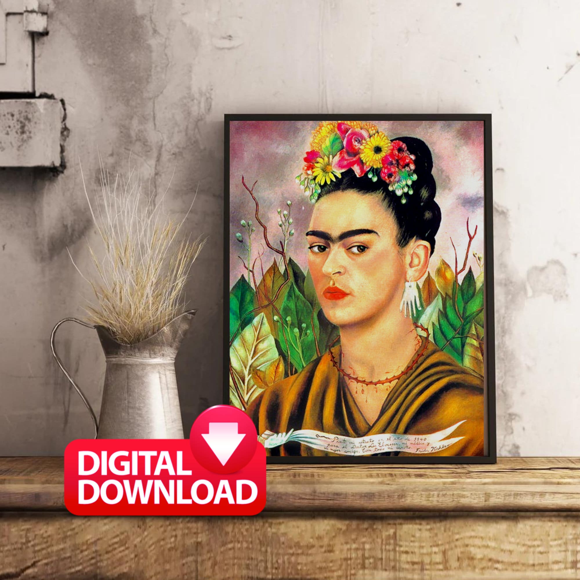 FRIDA KAHLO Portrait Printable, Frida Kahlo Self Portrait Painting ...